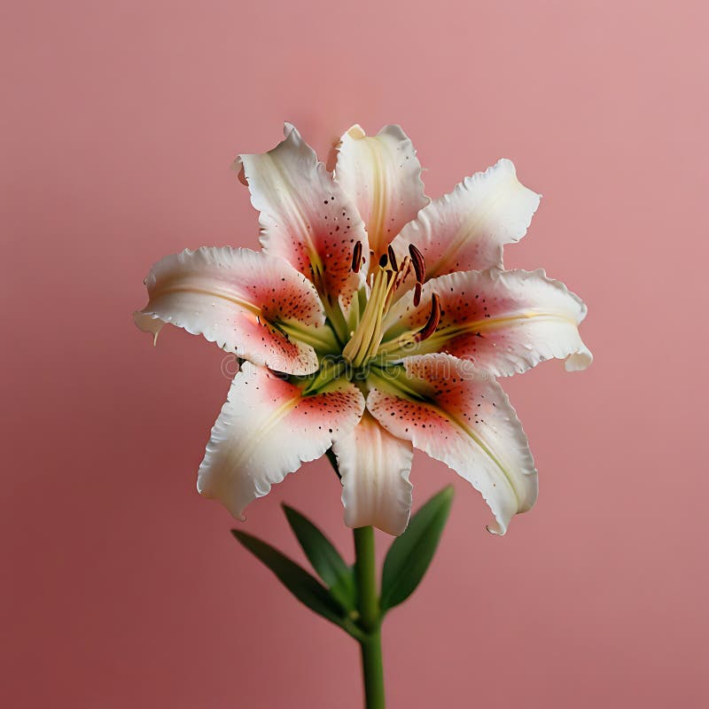 A Lily Flower on a Pink Color Background Stock Illustration ...