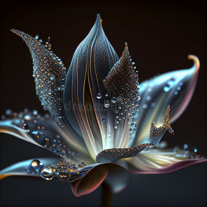 Lily Flower. Shining Magical Neon Flower Isolated on a Black Background ...