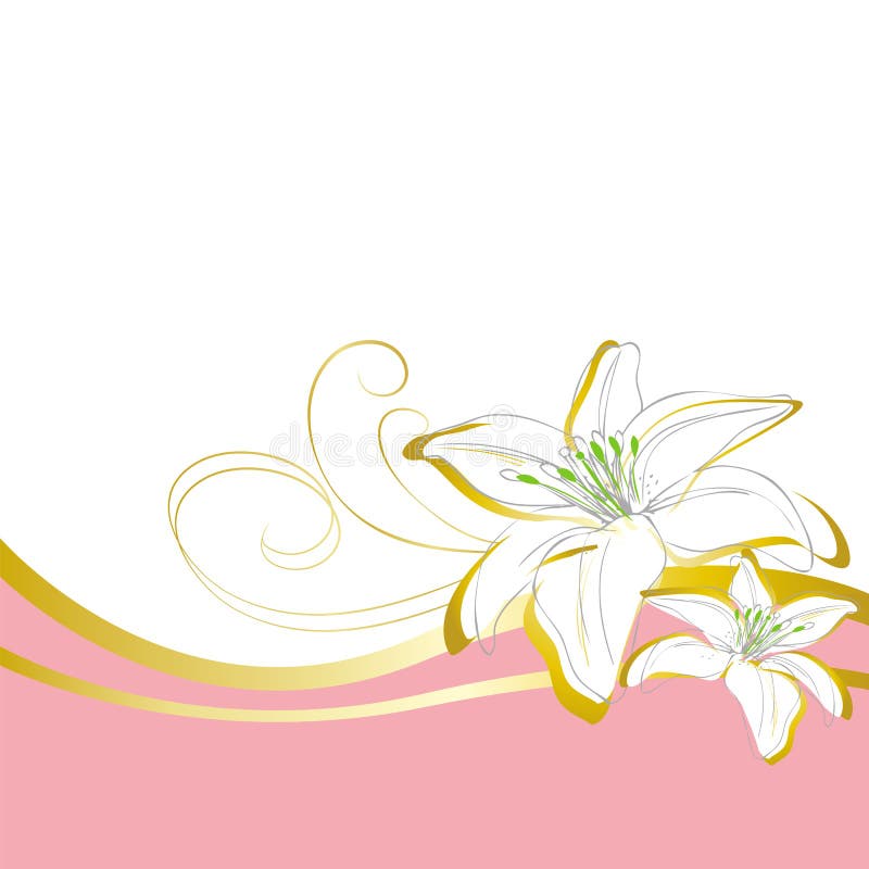 Lily Flowers Wave Background Stock Vector - Illustration of elegant ...