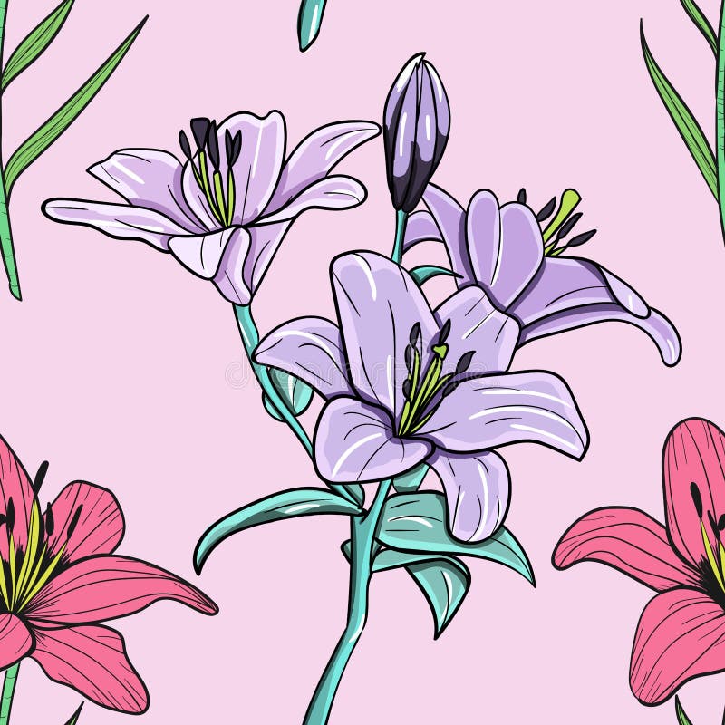 Lily pattern design stock vector. Illustration of paintings - 139980020