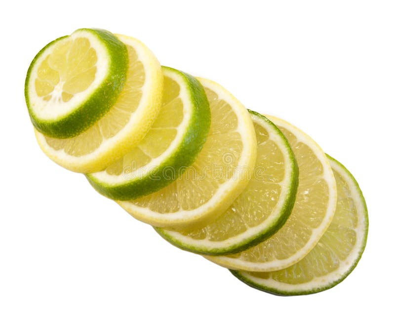 Limón Una Cal Rebanada Junta Foto de archivo - Imagen de dieta ...