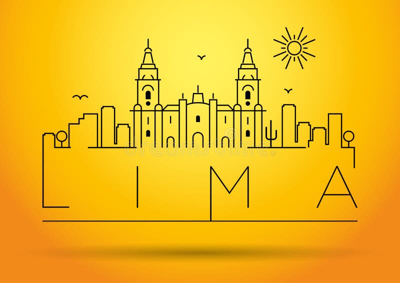 Lima City Line Silhouette Typographic Design Stock Vector ...