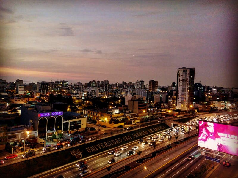 Lima in the City night editorial stock image. Image of lima - 96303304
