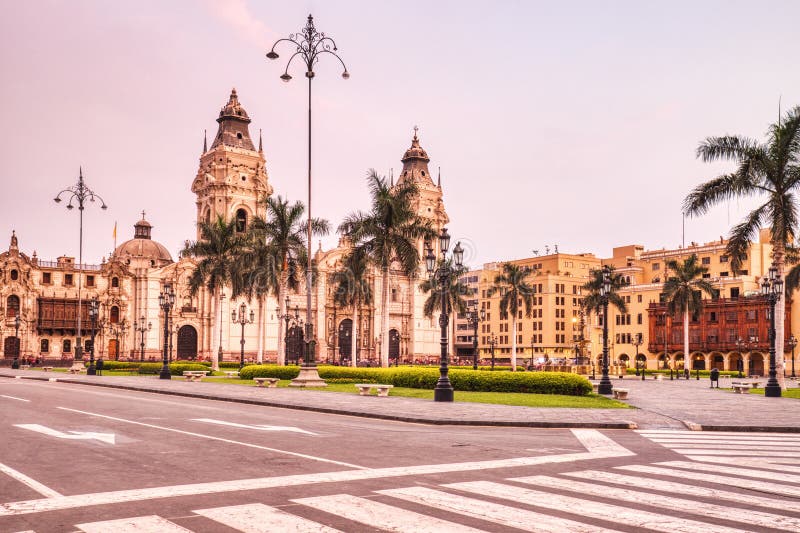 Lima Main Square Plaza De Armas and Lima Cathedral in the Historic ...