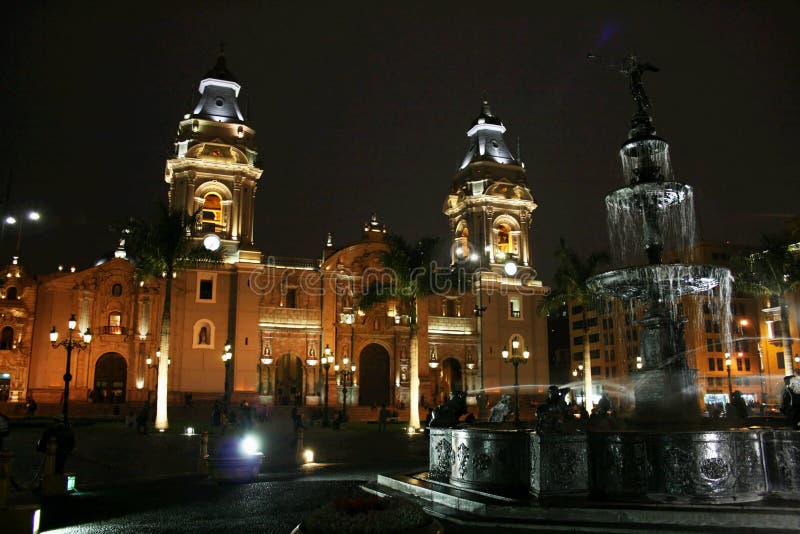 Lima by night editorial stock photo. Image of unesco - 49837013