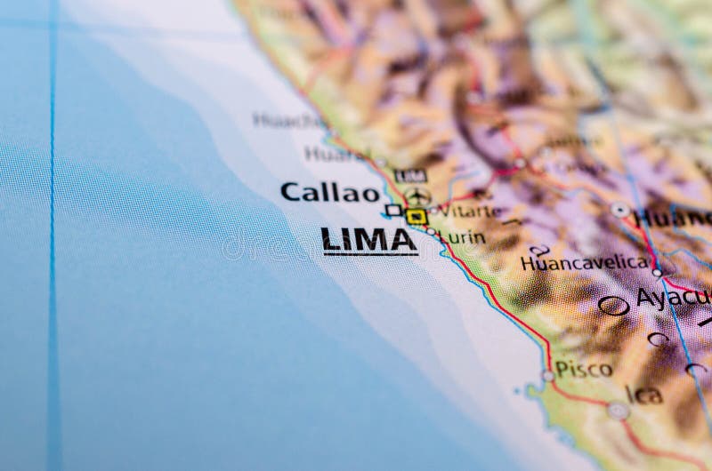 Lima no mapa foto de stock. Imagem de localizado, continente - 114078568