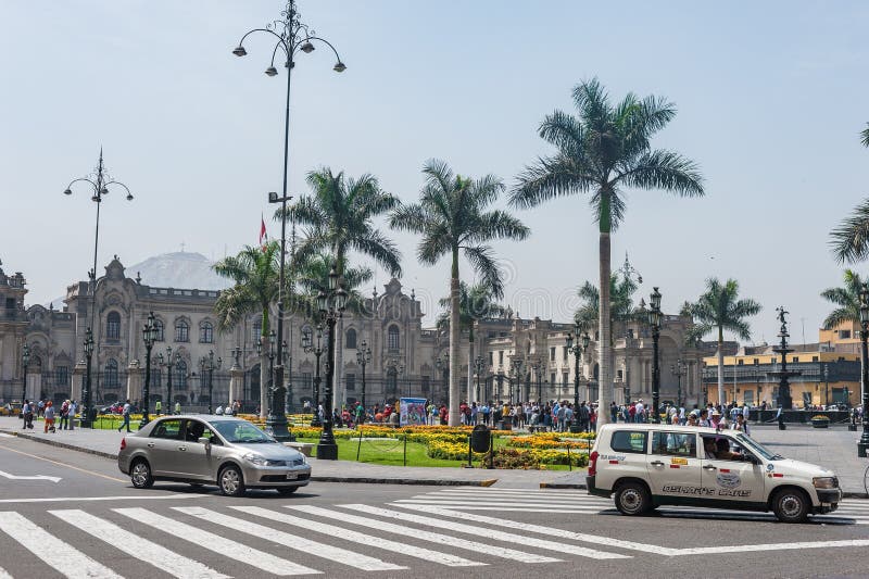 LIMA, PERU - APRIL 15, 2013: Lima Downtown, Peru. Many People and ...
