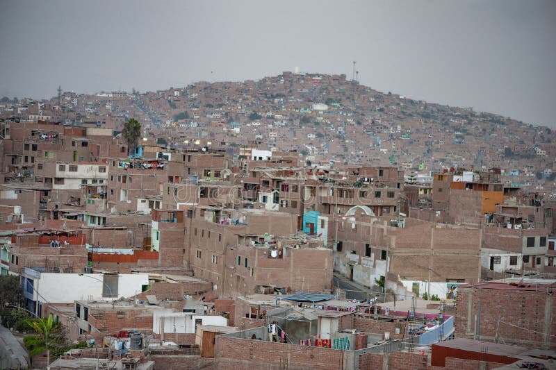 LIMA, PERU - APRIL 17, 2013: Pamplona Area in Lima with Poverty ...