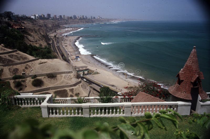 Lima Peru,-barranco- and Beach with Buildings in the Pacific Ocean ...