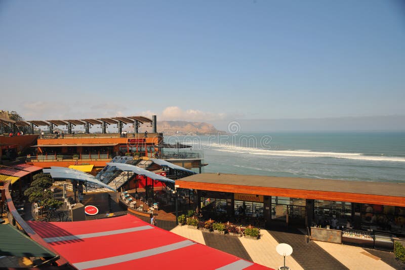 LIMA, PERU - CIRCA 2015: Panoramic View of Larcomar and the Green Coast ...