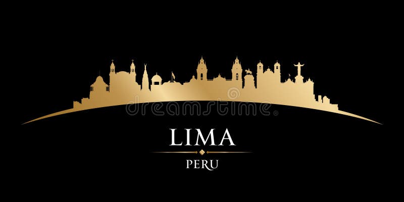 Lima Peru City Silhouette Black Background Stock Vector - Illustration ...
