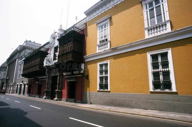 Lima Peru Colonial House with Balcony 19th Century Stock Photo - Image ...