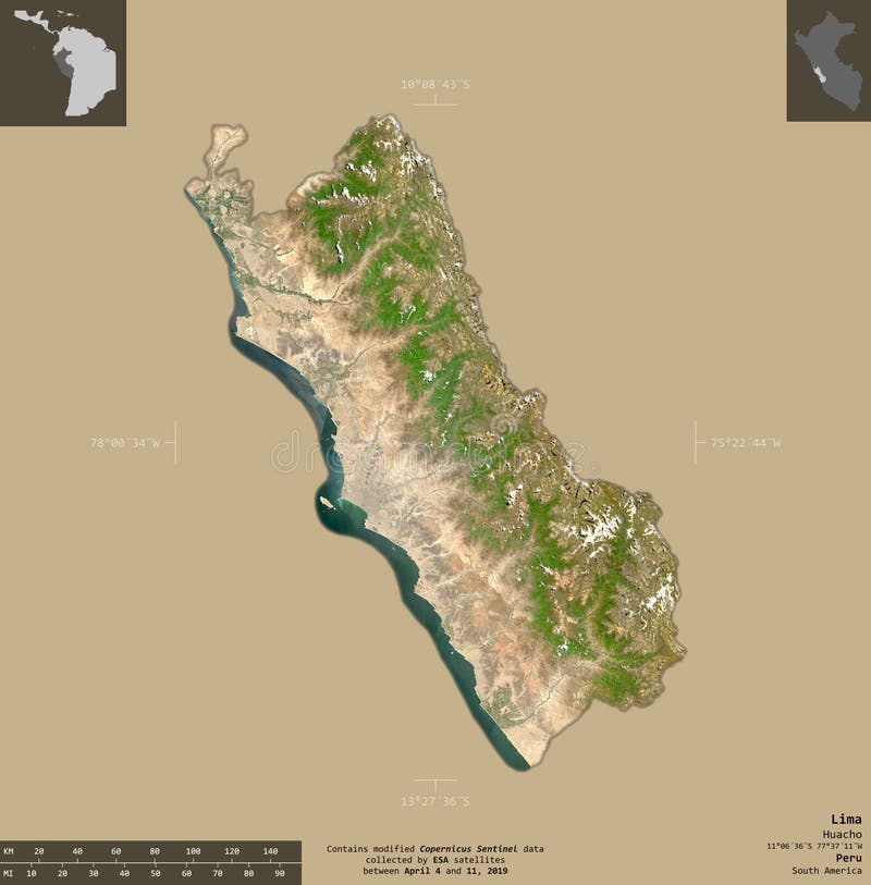 Lima, Peru - Composition. Sentinel-2 Satellite Stock Image - Image of ...