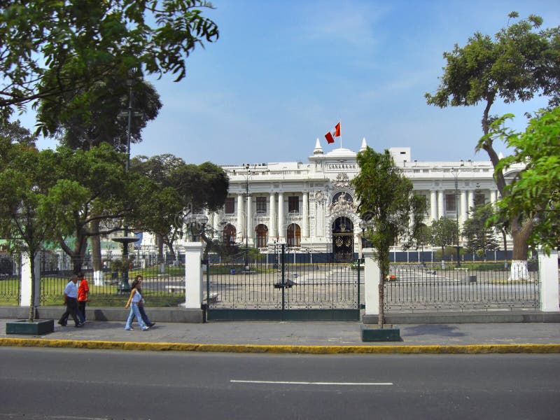 Exterior Facade of Peru`s National Congress Building. Lima, Peru ...