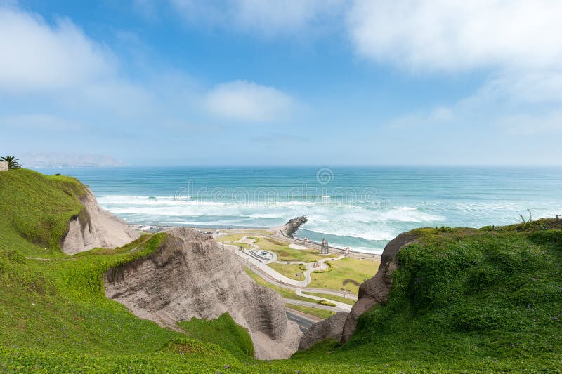 Lima, Peru. Landscape from Miraflores. South Pacific Ocean in ...