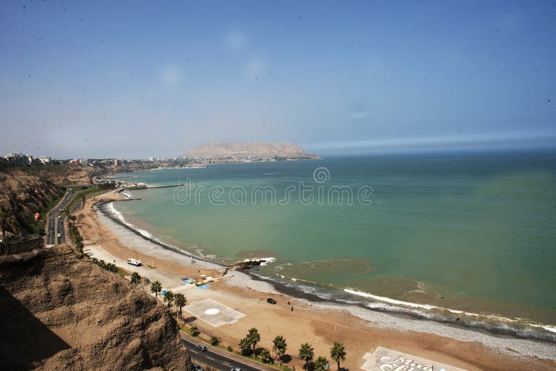LIMA, PERU - Panoramic View of Larcomar Shopping Center and the ...