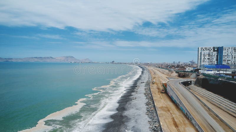 Lima, Peru. October, 2022. Aerial View of Construction of Highway Costa ...