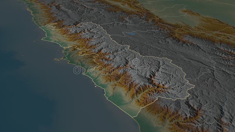 Lima, Peru - Outlined. Relief Stock Illustration - Illustration of land ...