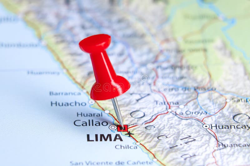 Lima, Peru pin on map stock image. Image of plan, america - 337475325