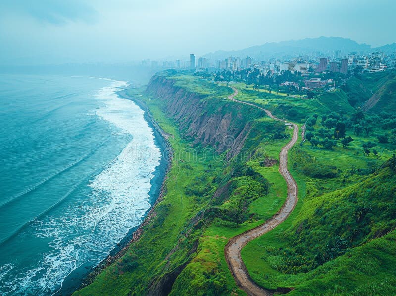 LIMA, PERU: a Sweeping Vista of Lima As Seen from Miraflores. Stock ...