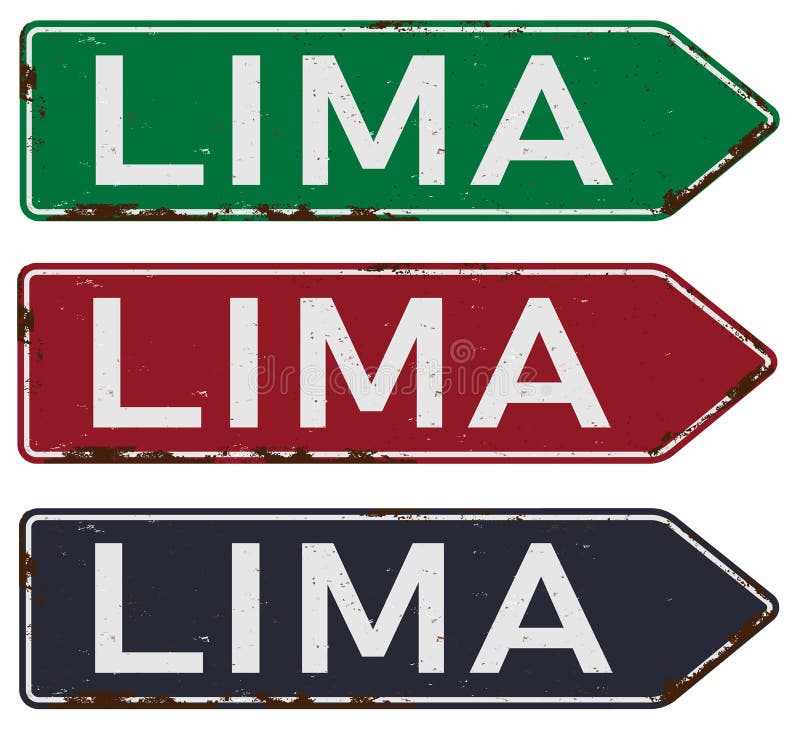 Lima Road Sign Arrow Isolated on White Background. Stock Vector ...