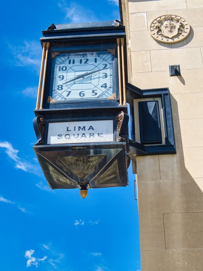 The Lima Square Clock Downtown Lima Ohio Editorial Photo - Image of ...