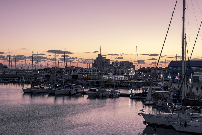 Limassol Old Port in Twilight, Cyprus Editorial Photography - Image of ...