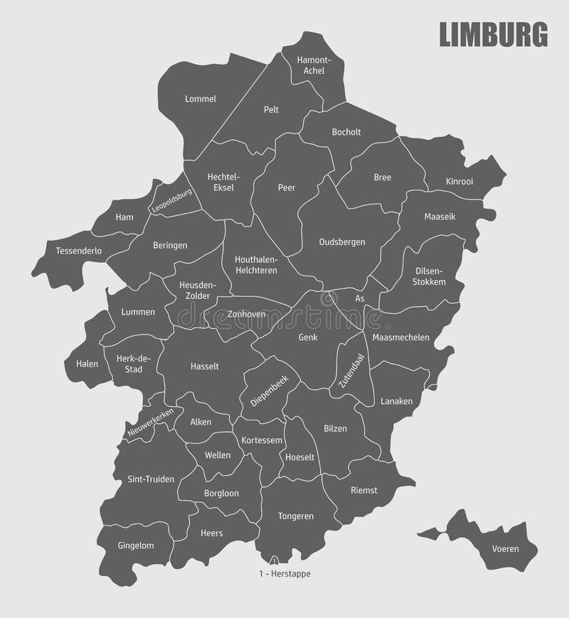 Limburg administrative map stock vector. Illustration of state - 258882360