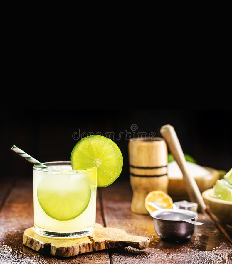 Lime Alcoholic Drink, Made in Brazil, Called Caipirinha, with Ice and ...