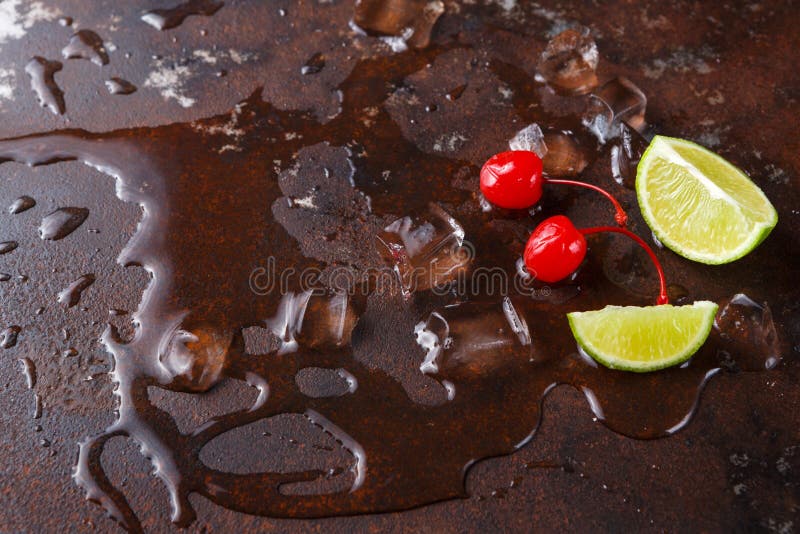 Lime, Cherry and Melting Ice Background Stock Photo - Image of freeze ...