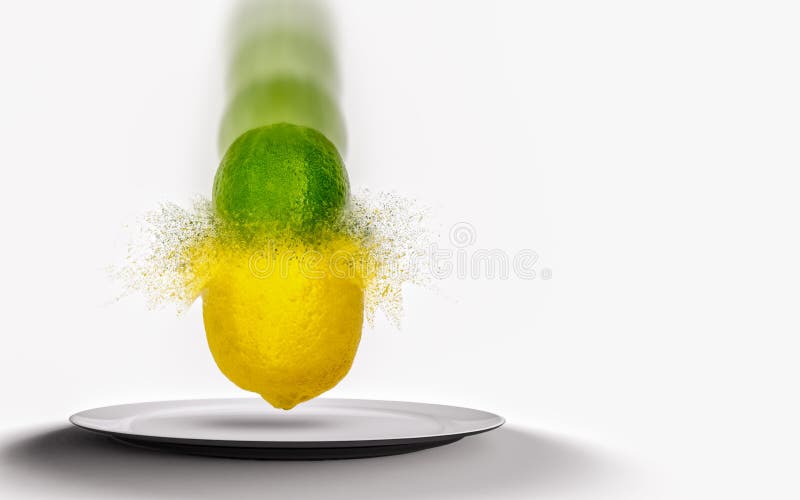 Lime Crashed into Lemon Exploding Stock Image - Image of background ... Lime Crashed into Lemon Exploding Stock Image - Image of background ...