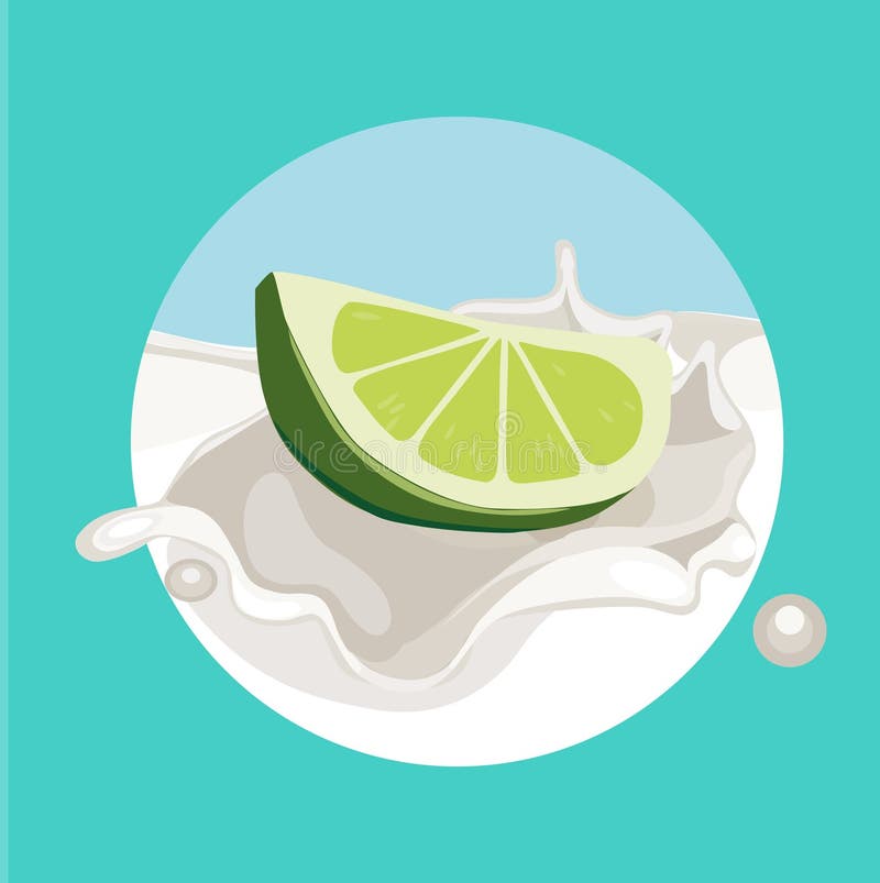 Lime in Cream Milk Splash Flat Design Stock Vector - Illustration of ...