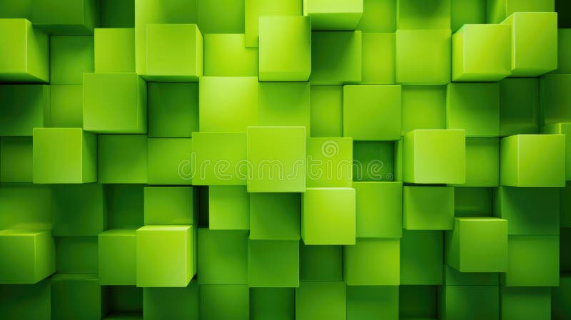 Lime Cubes Wall Background, Abstract Illustration Stock Illustration ...