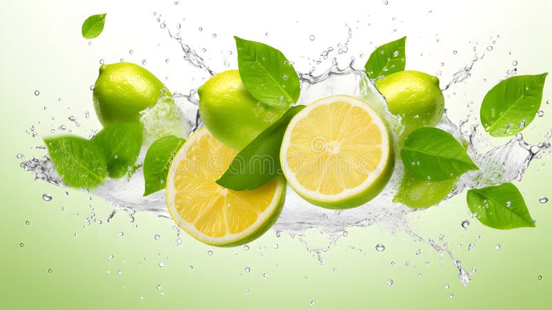 Lime Drops Water, Split Lime, Limes Water Splash, Stock Image - Image ...