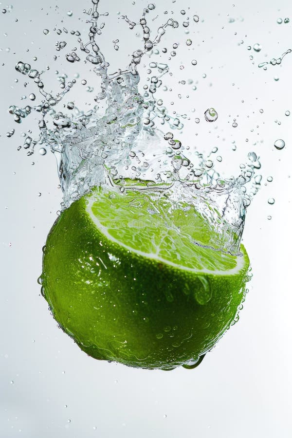 Lime Falling into Water stock image. Image of playful - 374824223
