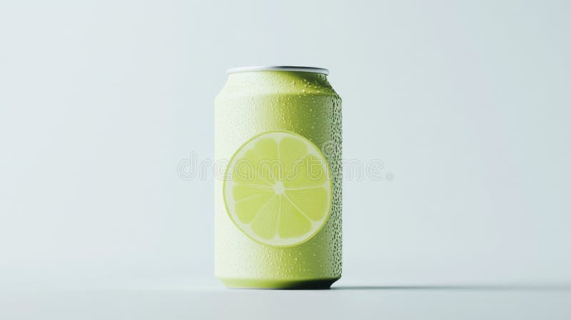 Lime-Flavored Aluminum Can with Condensation on White Background Stock ...