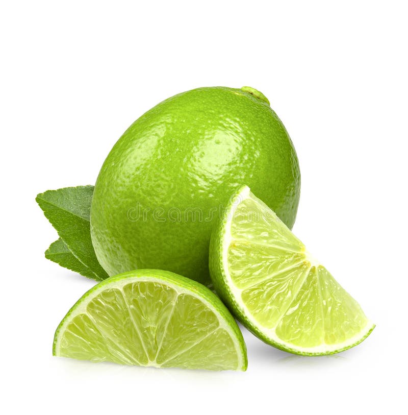 Lime. Fresh Fruit with Leaf Isolated on White Background Stock Image ...