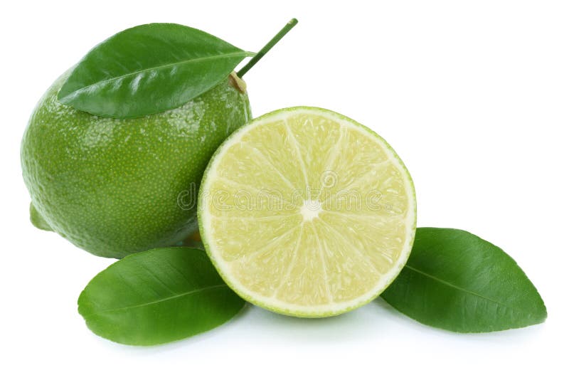 Lime Fresh Organic Fruits Isolated on White Stock Photo - Image of ...