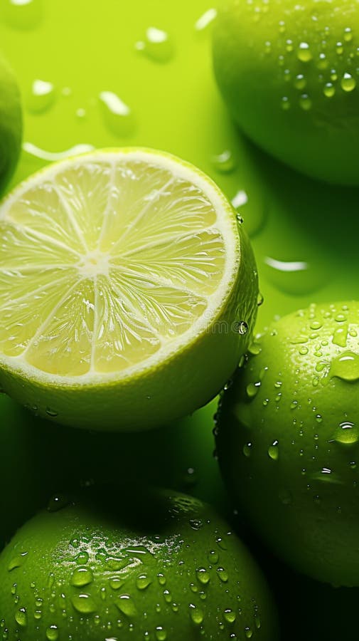 Lime Freshness Vibrant Lime Stands Out on a Light Lime Backdrop Stock ...