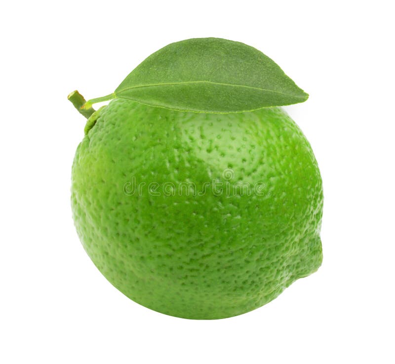 Lime Fruit With Leaves Isolated On White Background Fresh Lime Stock ...