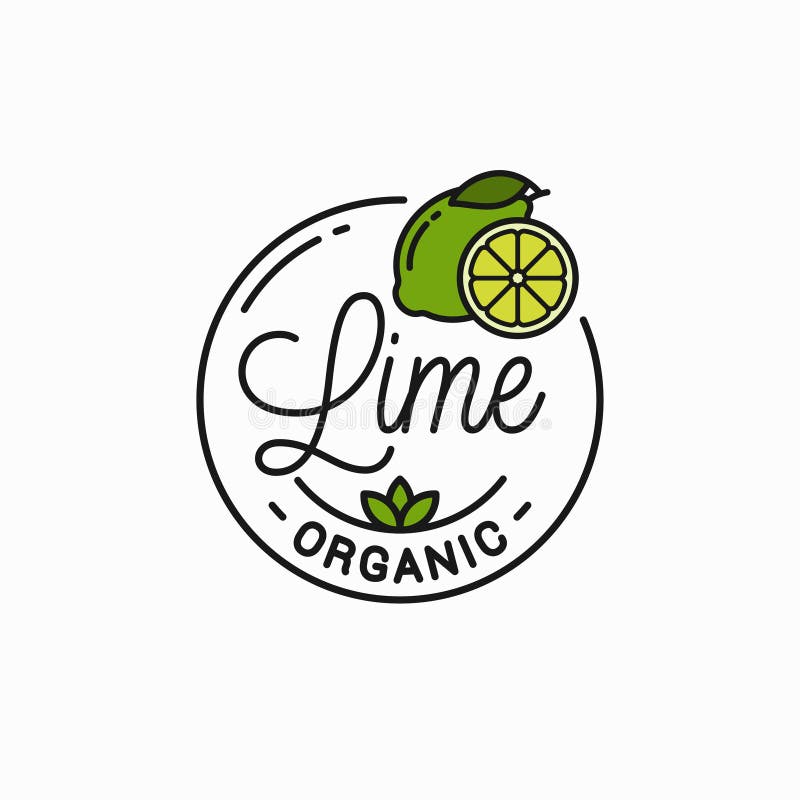 Lime Fruit Logo. Round Linear Logo of Lime Slice Stock Vector ...