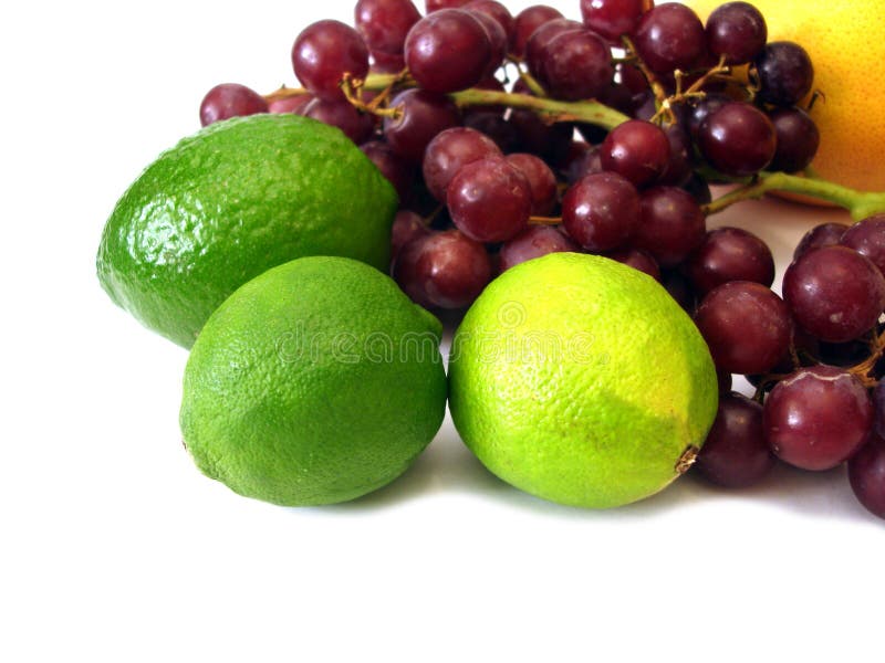 Lime, grapes, orange stock image. Image of isolated, green - 2788113
