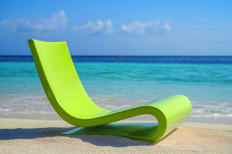A Lime Green Chair with a Sleek, Angular Design, Resting on Soft, Coral ...