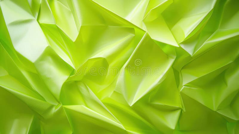 Lime Green Crumpled Paper Forms an Abstract Geometric Background ...