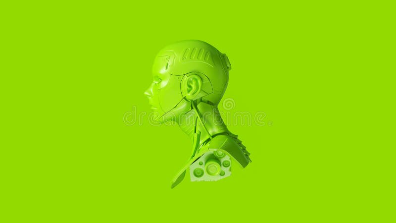 Lime Green Cyborg Bust stock illustration. Illustration of green ...