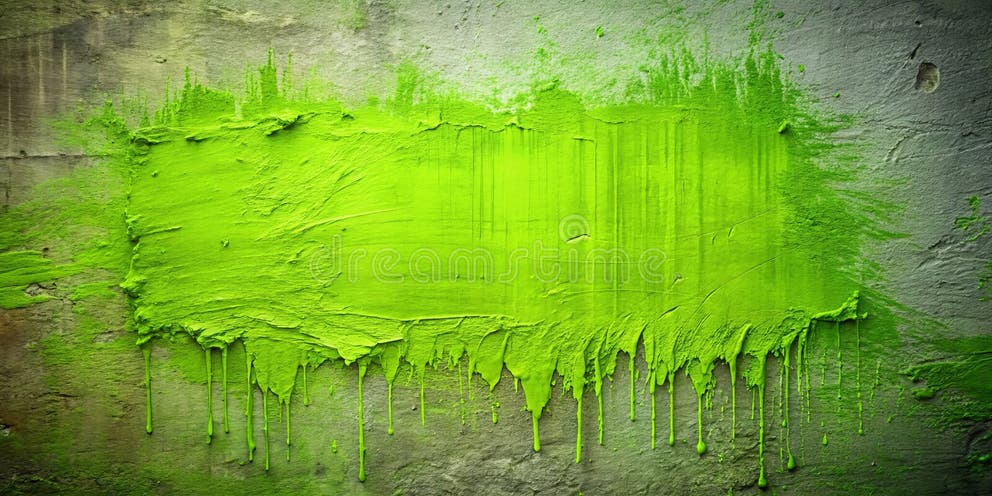 Lime Green Paint Dripping on Weathered Wall Texture. Generative AI ...
