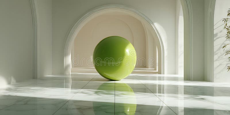 Lime Green Sphere in Minimalist Archway 3D Render Stock Illustration ...