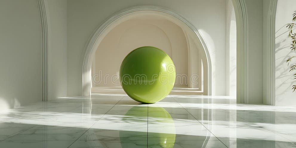 Lime Green Sphere in Minimalist Archway 3D Render Stock Illustration ...