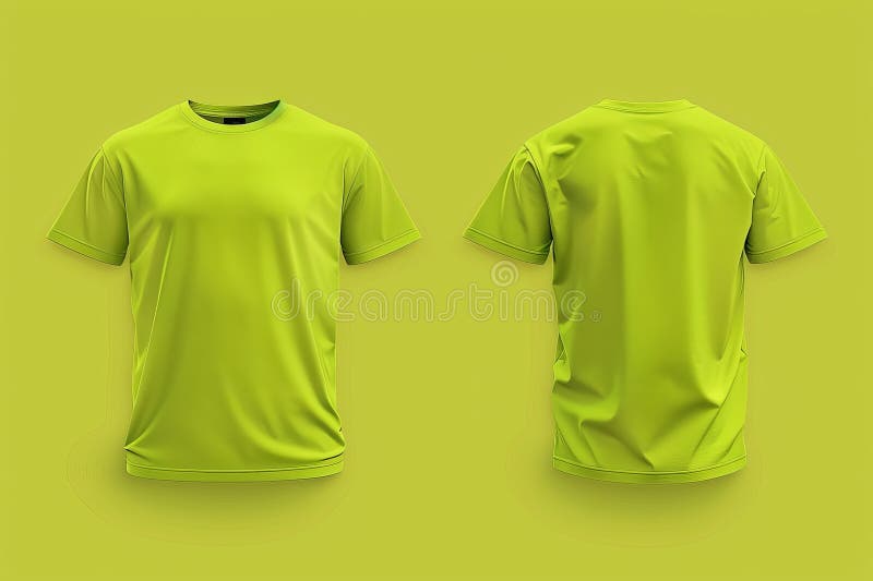Lime Green T-shirt Template Showing the Front and Back Views ...