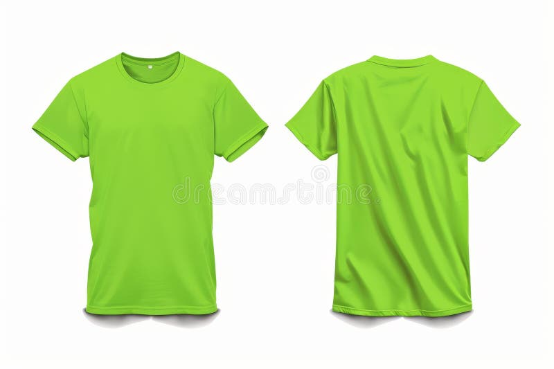 Lime Green T-shirt Template Showing the Front and Back Views ...